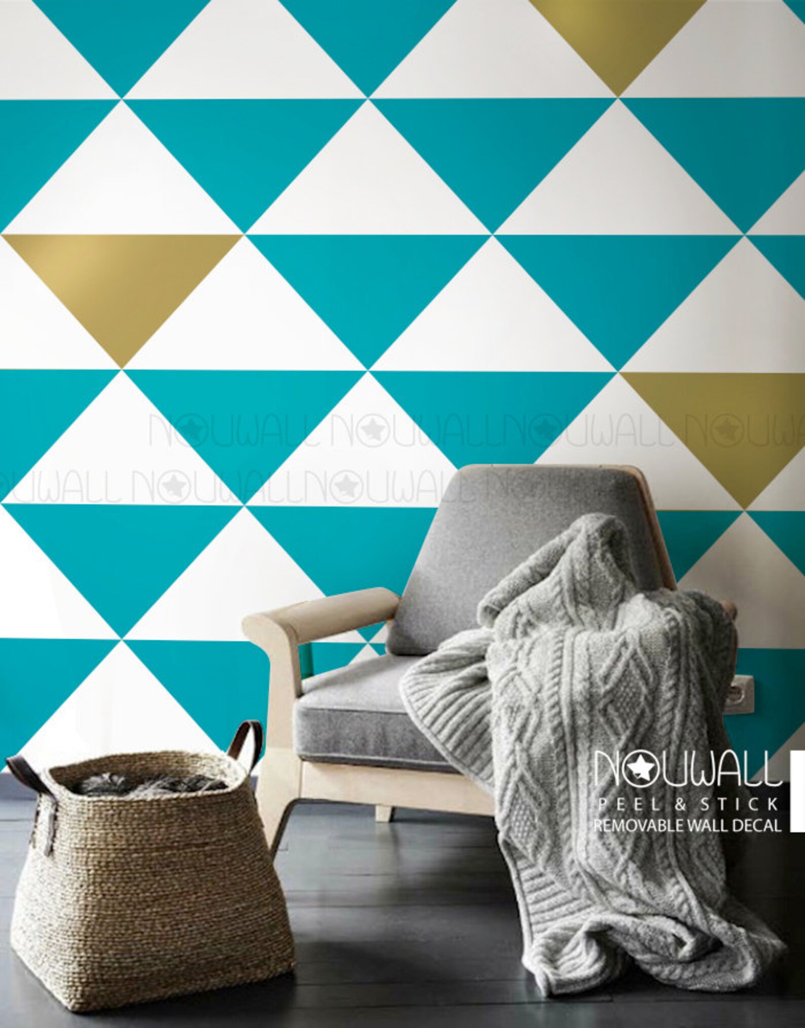 Removable Triangles Wall Pattern Wallpaper Geometric Wall Decal Wall ...