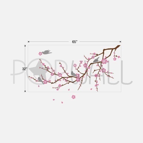 Tree Birds Flower Cherry Blossom Tree Branch Wall Decal Wall - Etsy