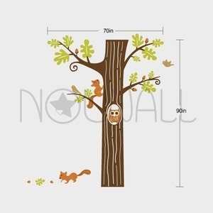 Animal in Woodland Tree Wall Decal Squirrel Owl Wall Decal Stickers ...