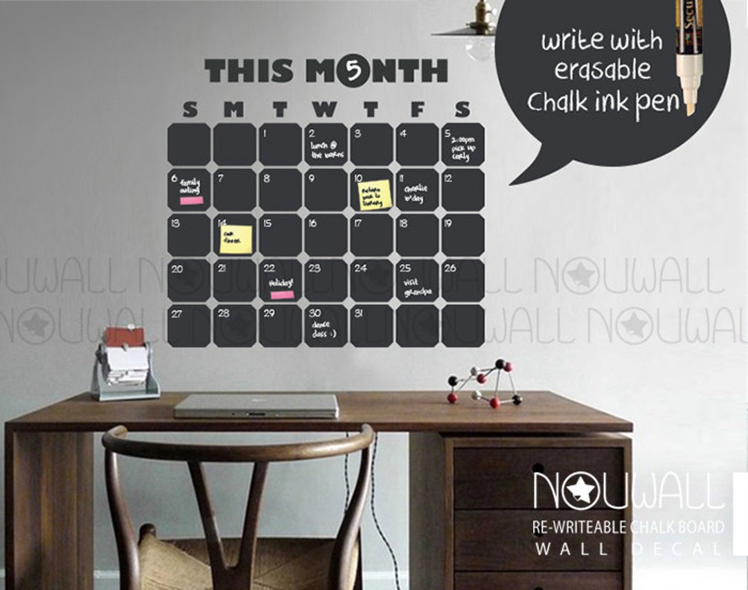 Daily Chalkboard Decal Wall Calendar Memo Words Office Wall Decal Wall ...