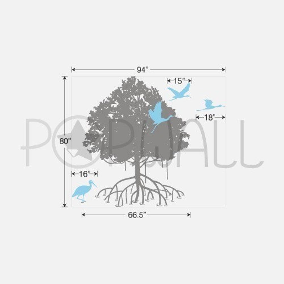 Mangrove Tree Wall Decal and Storks Wall Decal, Birds, Nature Wall ...
