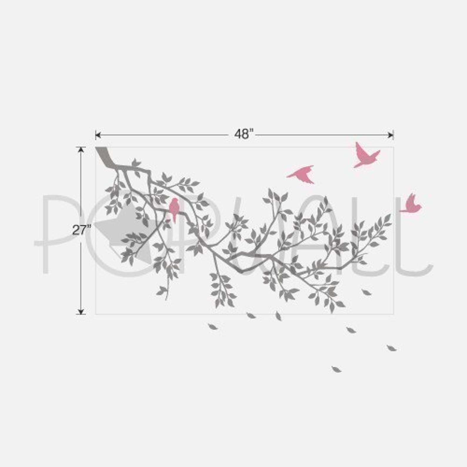 Vinyl Wall Sticker Decal Spring Branch and Flying Birds Decal - Etsy