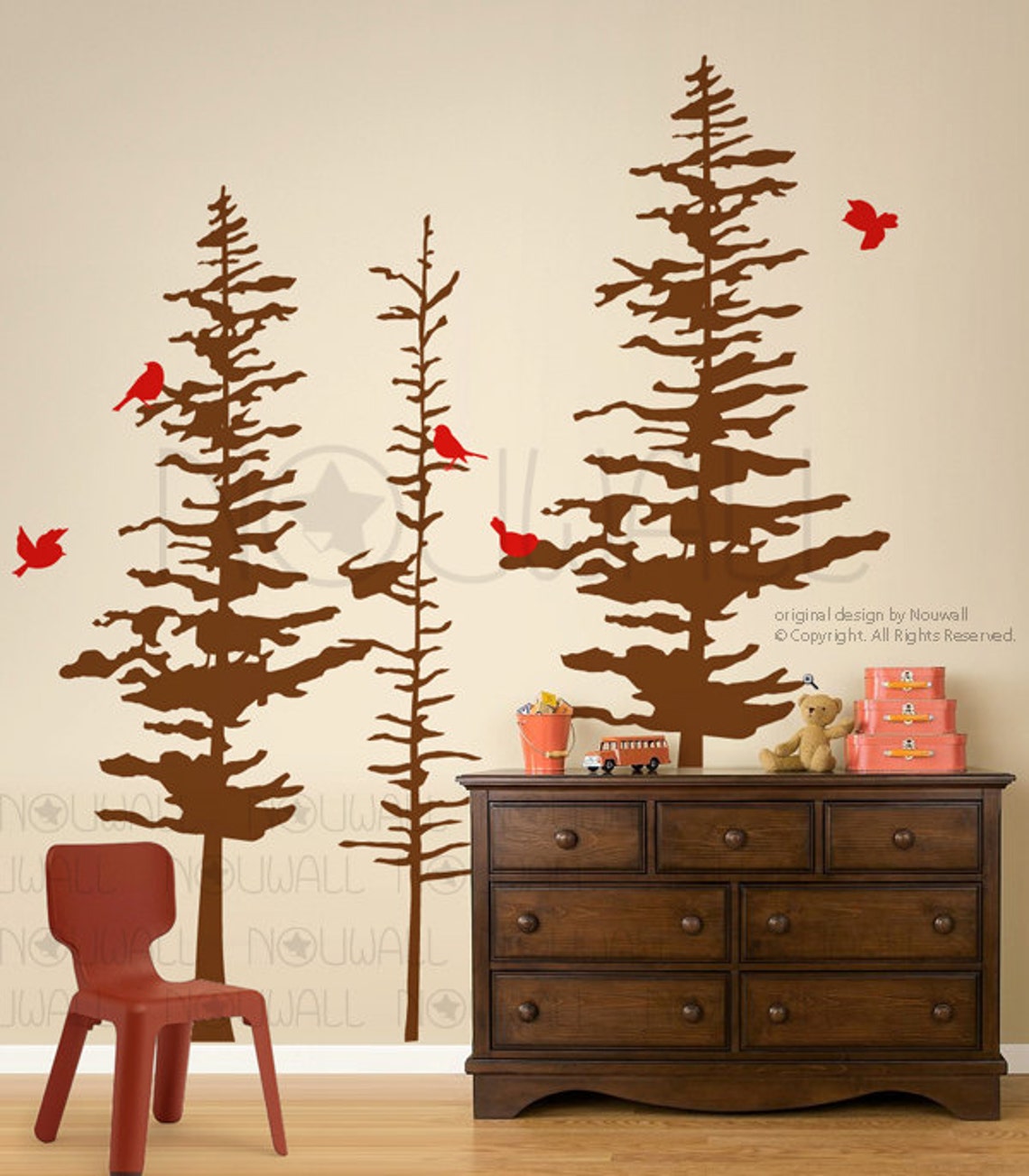 Art Wall Decals Wall Stickers Pine Trees Decal pine cone tree | Etsy