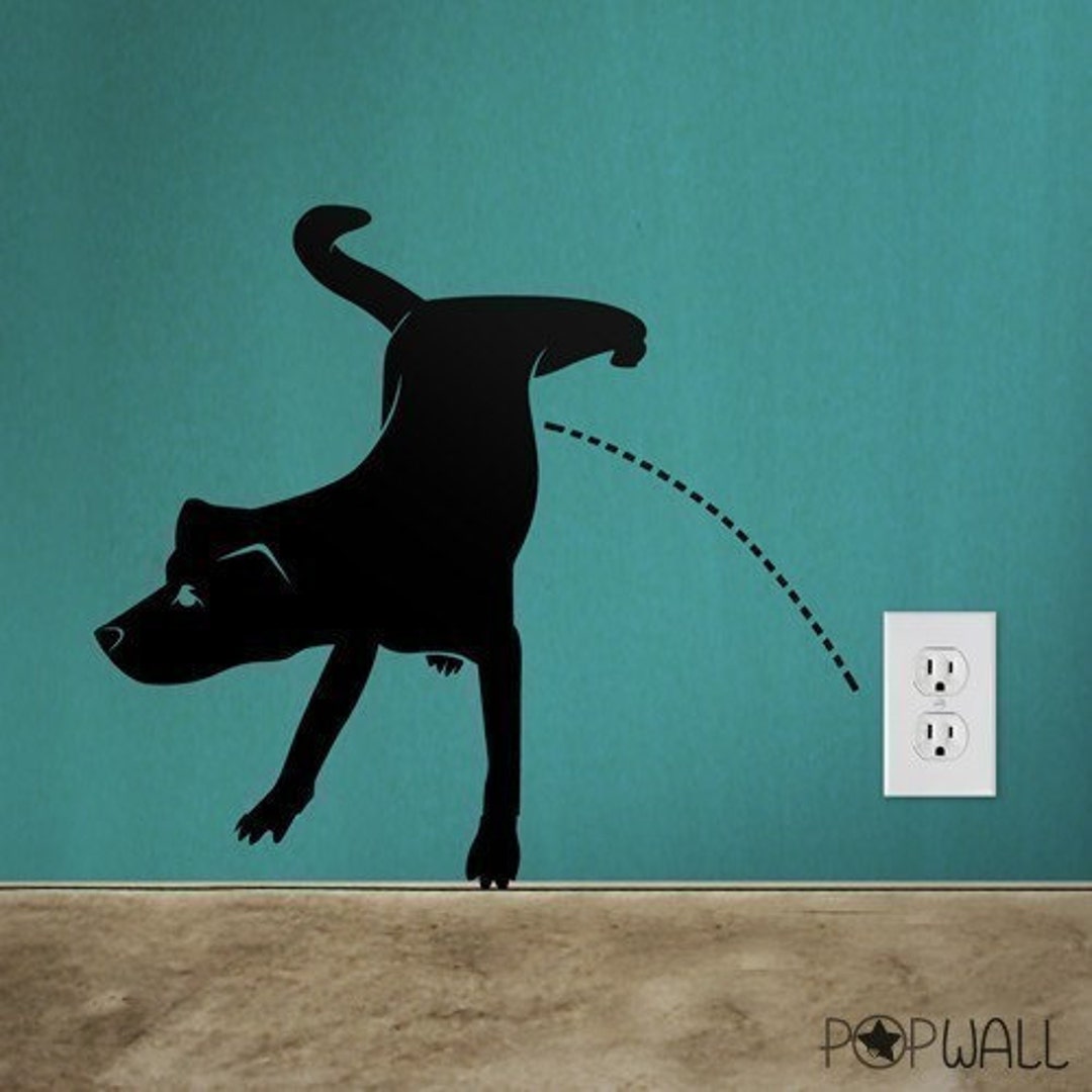 Naughty Dog Pissing Dog Wall Decal Animal Wall Decal Wall Sticker Vinyl ...