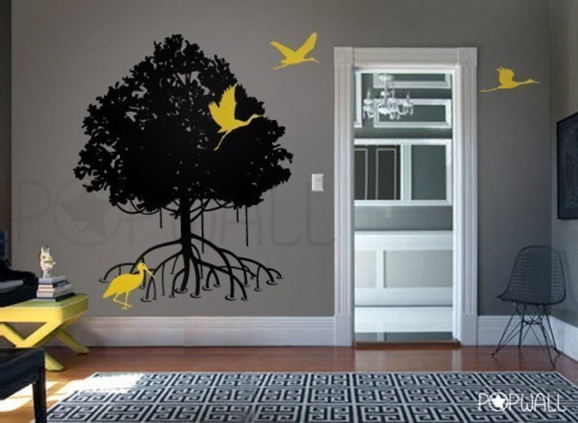 Mangrove Tree Wall Decal and Storks Wall Decal, Birds, Nature Wall ...