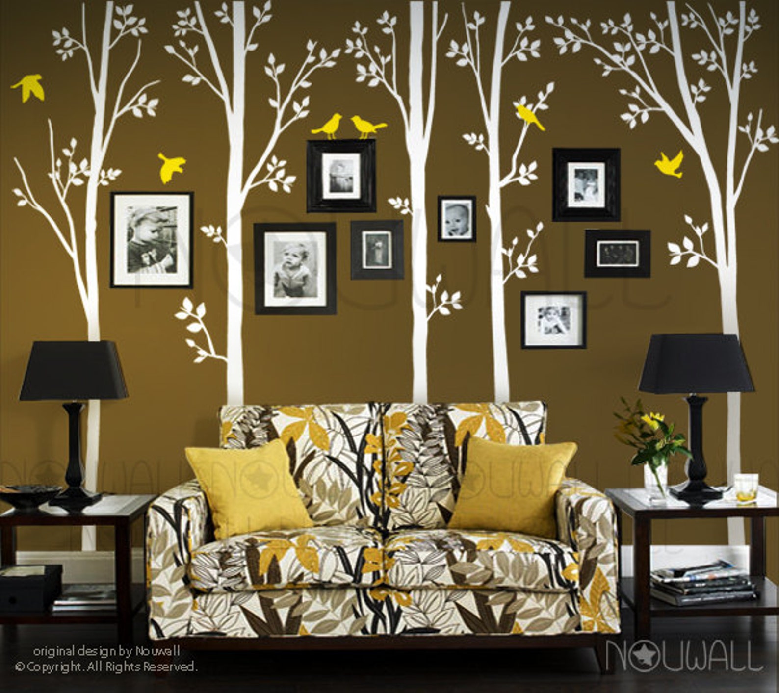 Tree Wall Decals Wall Stickers Spring Trees With Birds Wall - Etsy