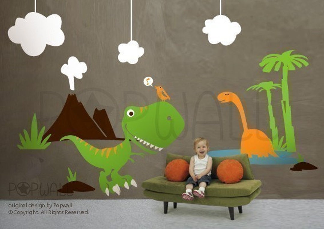 Dino Land Dinosaurs Wall Decal Children Kid Wall Decal Wall Sticker Art ...