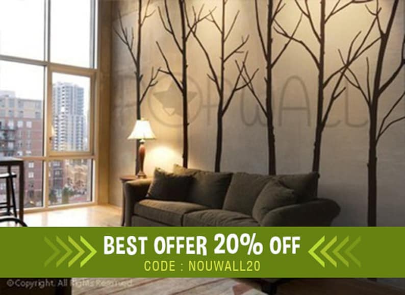 Modern Winter Trees Decal for Home and Nursery 6 Trees Set Easy to ...