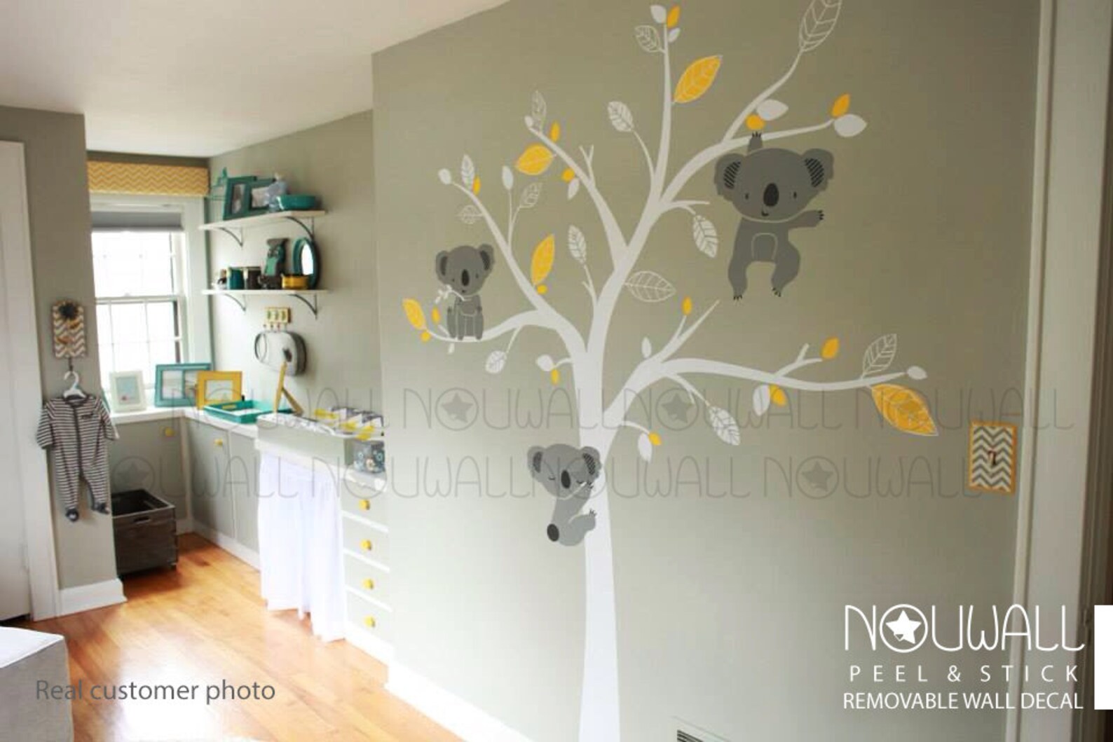 Removable Grey Koala Bear Wall Decal on Branches Animal Nursery Baby ...