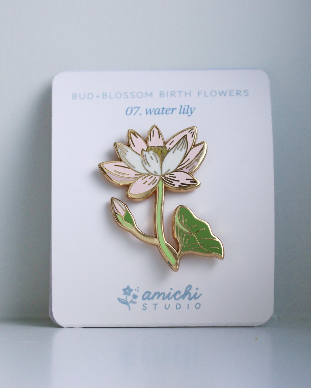 Water Lily Enamel Pin – July Birth Flower | Hard Enamel Floral Brooch ...