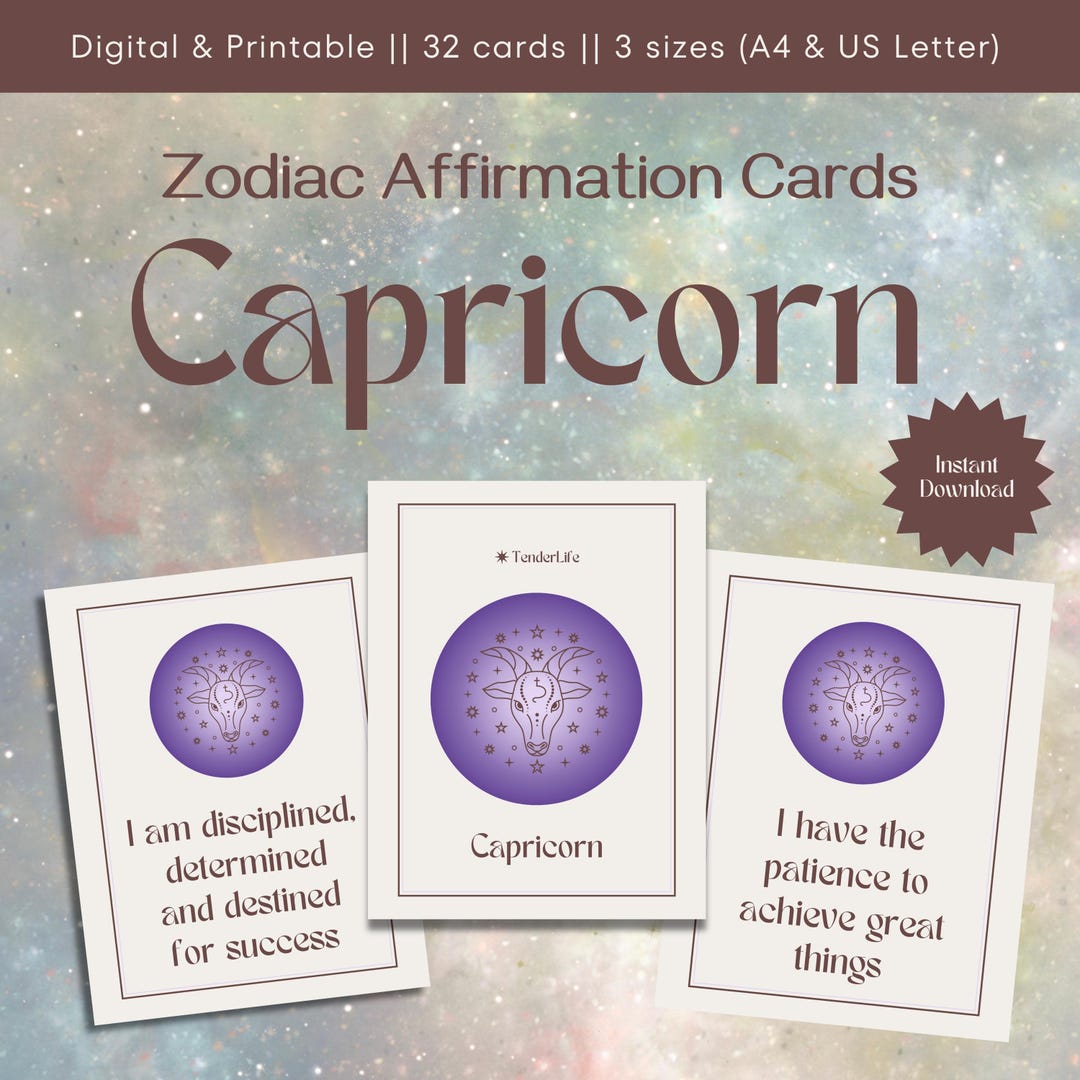Capricorn Affirmation Cards | Zodiac Sign Affirmations | 32 Daily ...