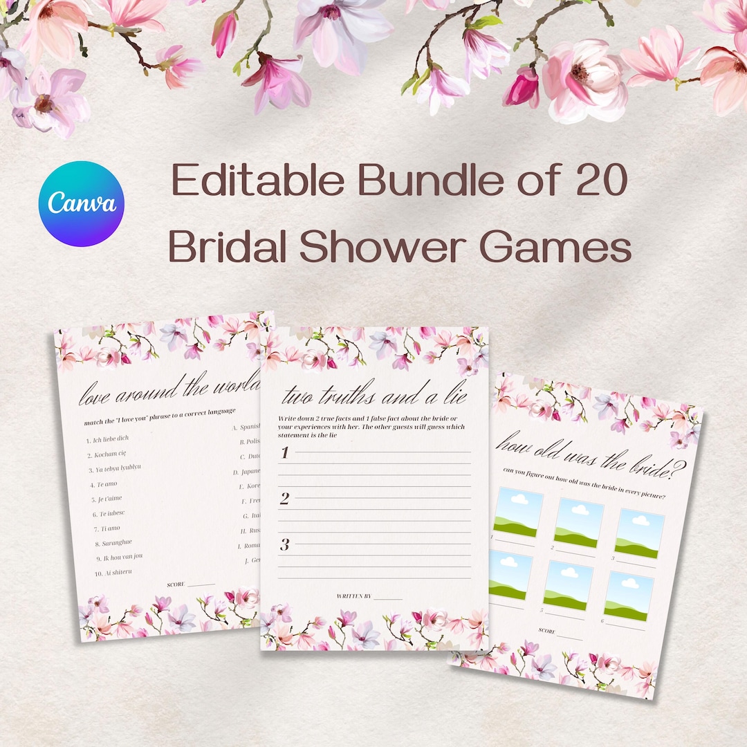 Editable Bridal Shower Game Bundle Floral Bridal Shower Game Bundle ...