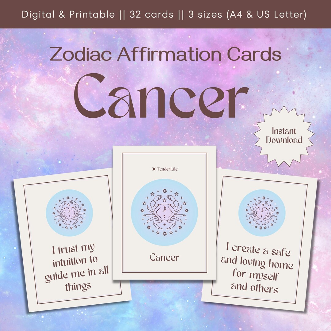 Cancer Affirmation Cards | Zodiac Sign Affirmations | 32 Daily Positive ...