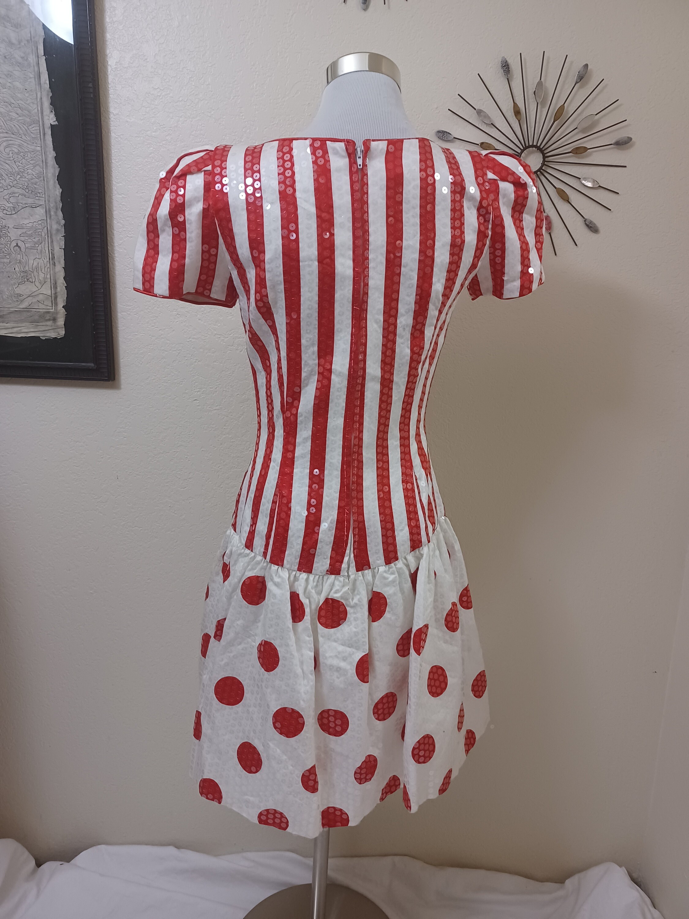 1980s Morton Myles for the Warrens Red/white Stripes & Polka Dot Cotton ...