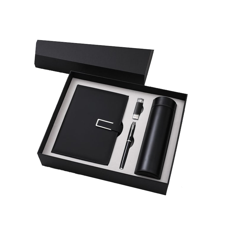 Personalized Office Gift Set Laser Engraved Notebook Pen and Thermos ...