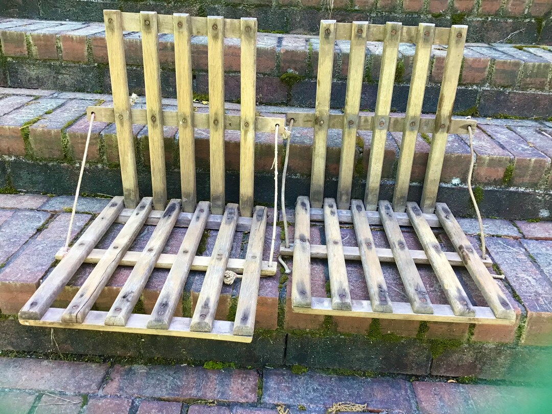 Pair Vintage Wooden Bleacher Seats / Stadium Seats / Boat Canoe Seats ...