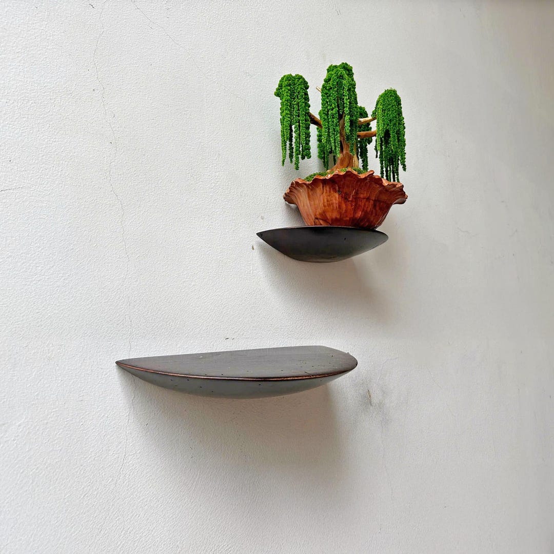 Solid Wood Half Circle Moon Shelf Floating Half Round Shelf Semi ...