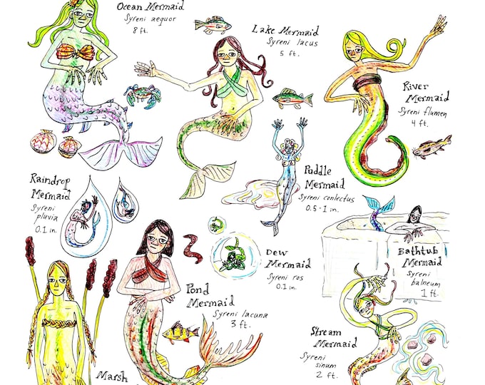 Print: Mermaids of North America, 9x12" - Etsy