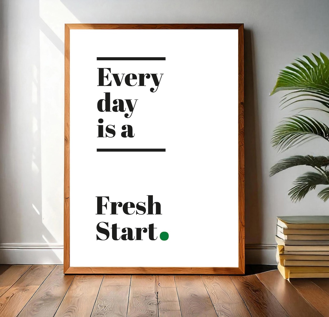 Fresh Start PRINTABLE Art | Minimalist Wall Decor | Motivational Quote ...