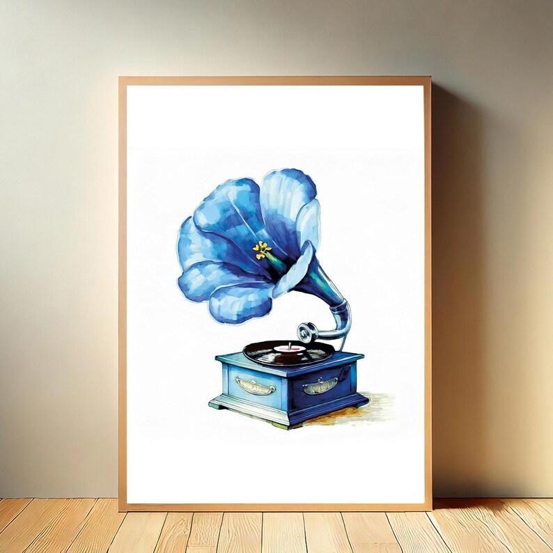 Vintage Gramophone PRINTABLE Art | Watercolor Phonograph Poster | Retro ...