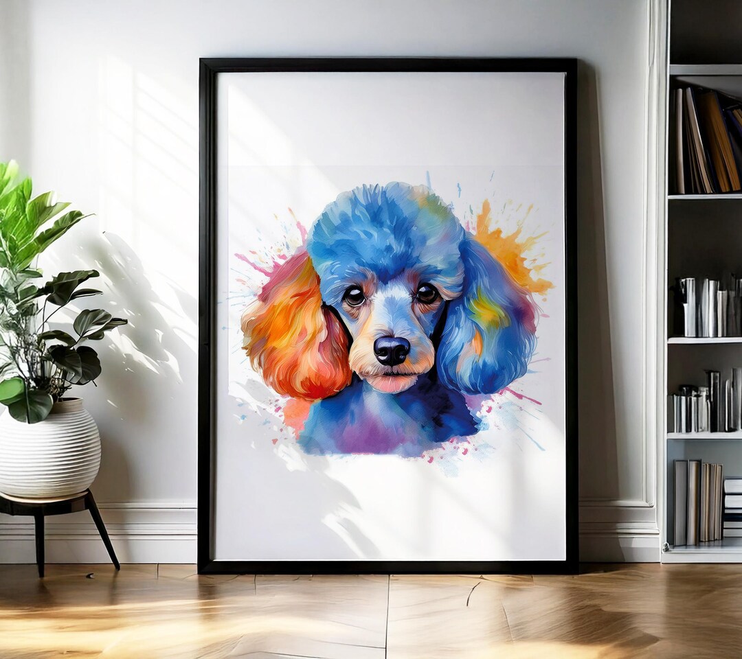 Poodle Wall Art, Colorful Dog Print, Watercolor Pet Portrait, Abstract ...