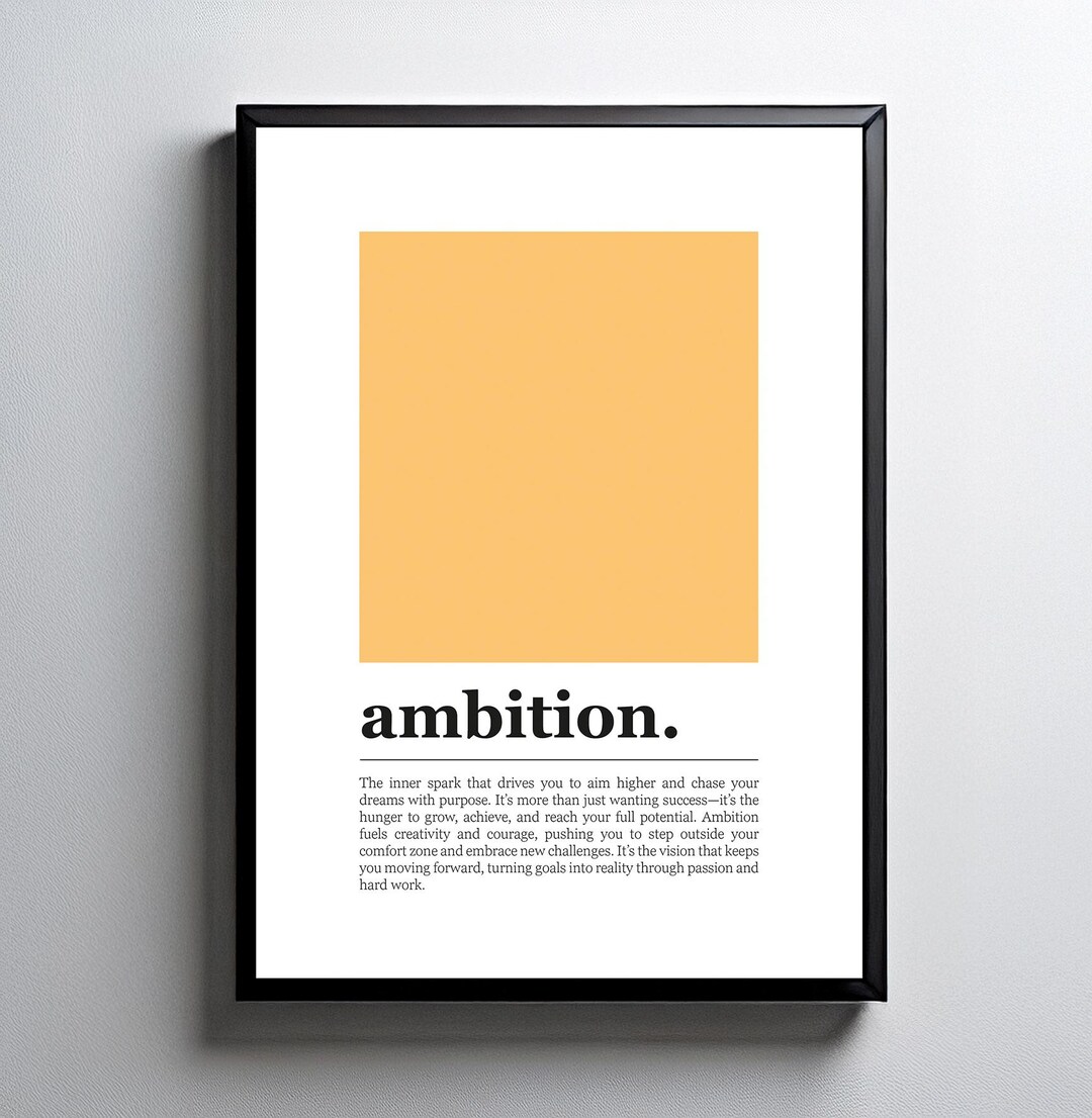 Motivational Quote Wall Art Printable Ambition Definition Digital ...