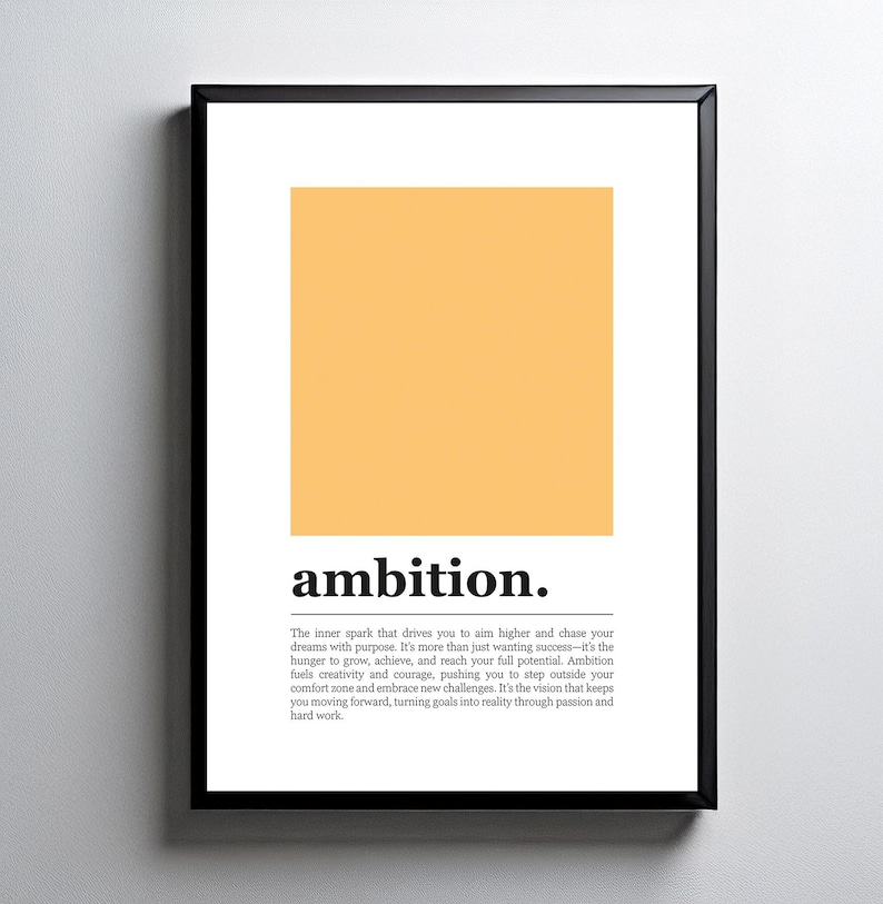 Motivational Quote Wall Art Printable Ambition Definition Digital ...