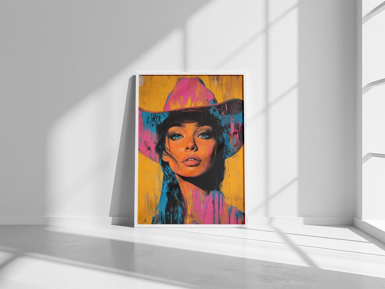 50x70 Cowgirl Pop Art Style Wallpaper Home Decor Cowboy Western Theme ...