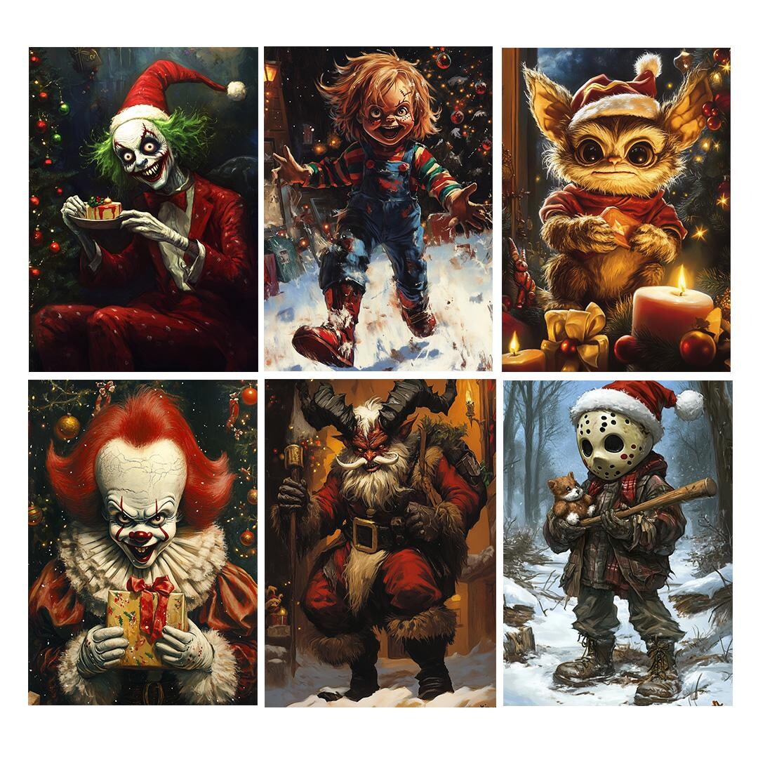 Horror Villains Christmas Cards: Vintage Gothic Movie Style (digital ...