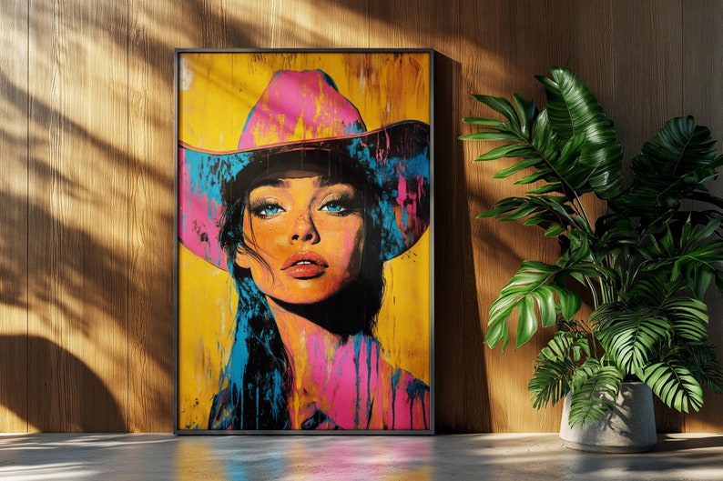 50x70 Cowgirl Pop Art Style Wallpaper Home Decor Cowboy Western Theme ...