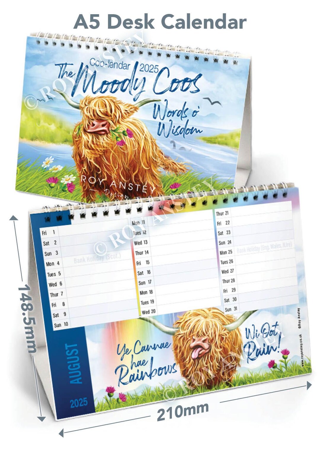 Highland Cow Calendar by Roy Anstey Scottish Moody Coos Calendar Wall ...