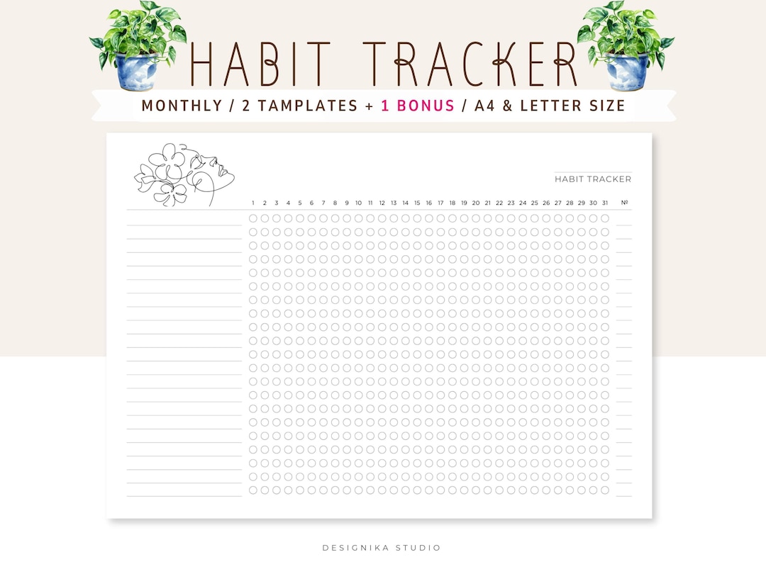 Monthly Habit Tracker Printable: To-do List, Goal Setting, A4/letter ...