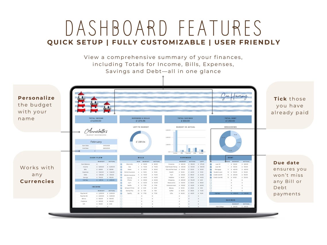 Monthly Budget Planner Google Sheets: Financial Tool for Expenses ...