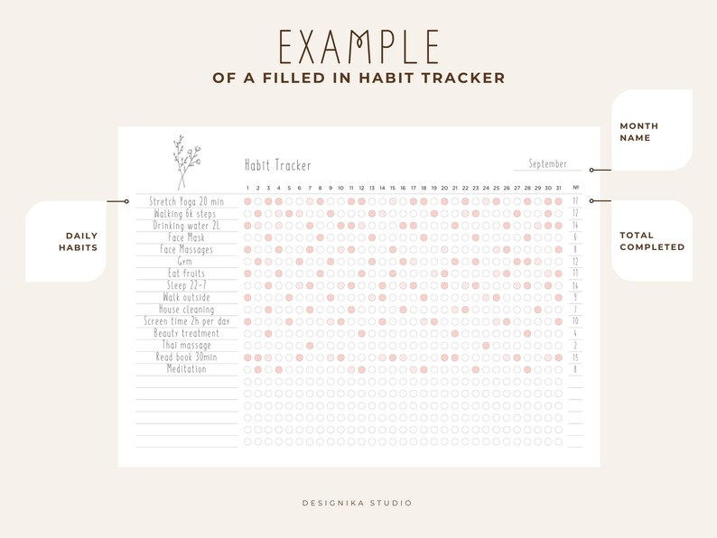 Monthly Habit Tracker Printable: Personal Development Planner, Instant ...
