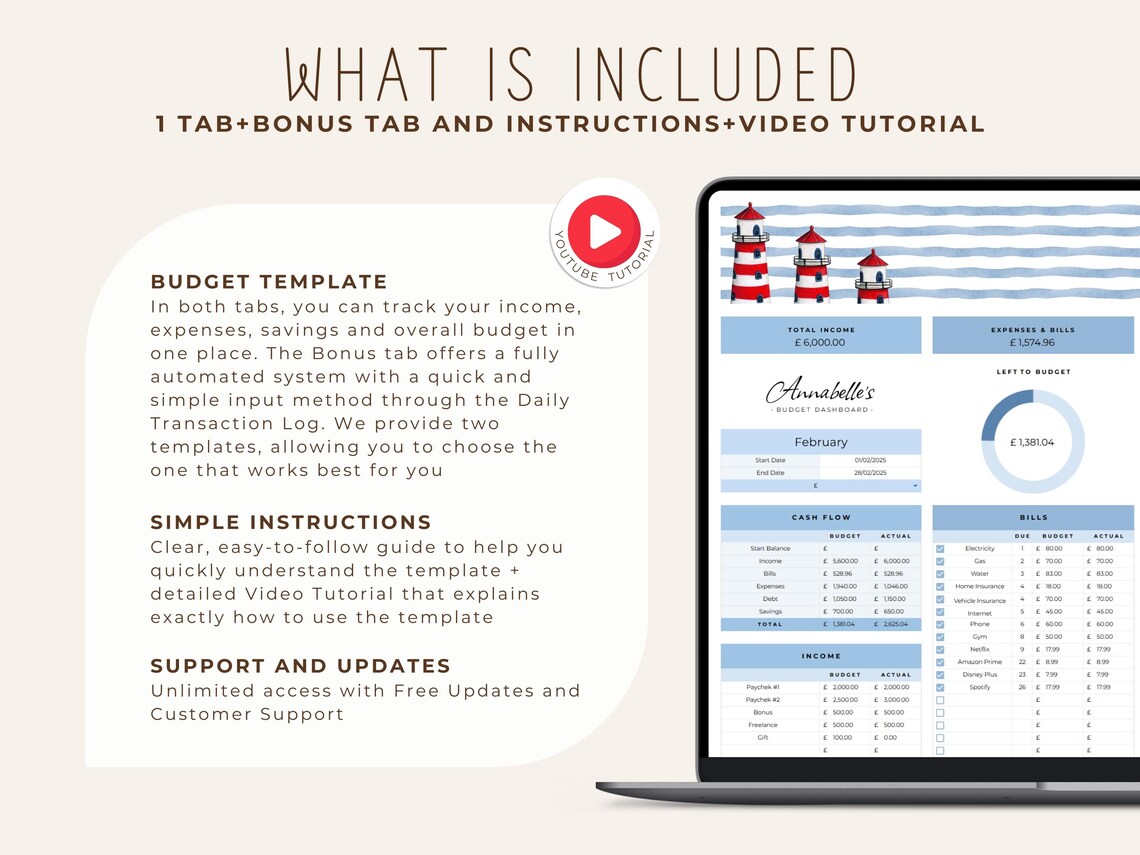 Monthly Budget Planner Google Sheets: Financial Tool for Expenses ...