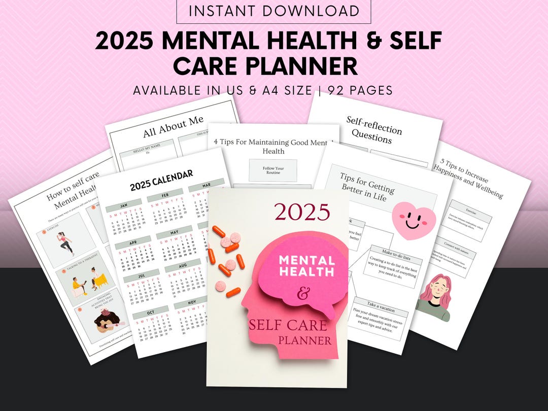 2025 Mental Health Planner Bundle, Self-care Digital Journal, Printable ...