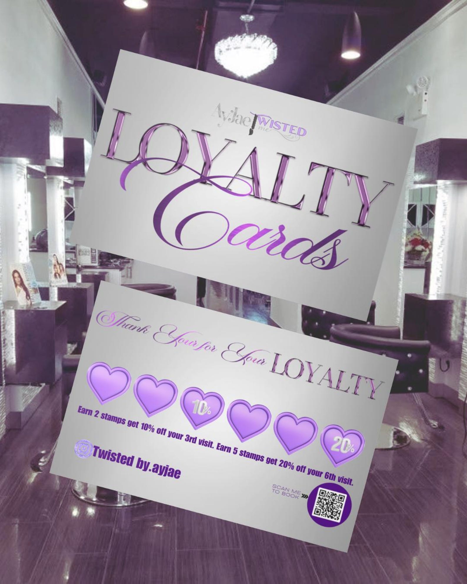 Purple Glam Loyalty Card Template | Editable Canva Design (instant ...