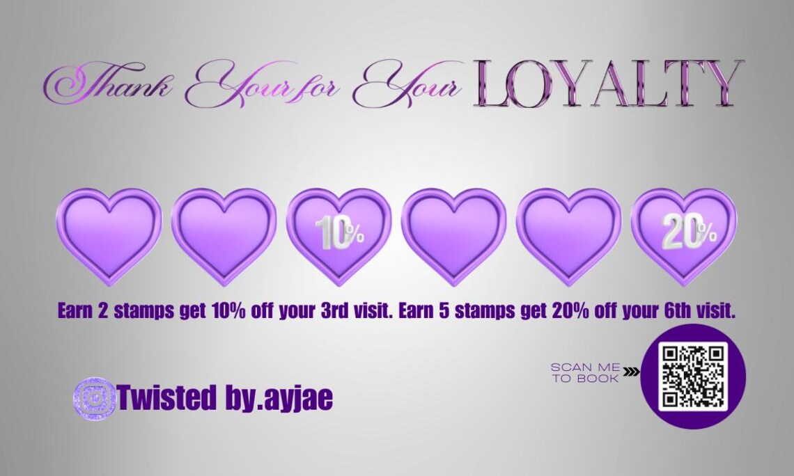 Purple Glam Loyalty Card Template | Editable Canva Design (instant ...