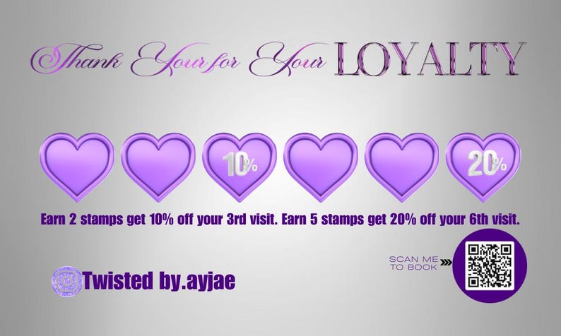 Purple Glam Loyalty Card Template | Editable Canva Design (instant ...