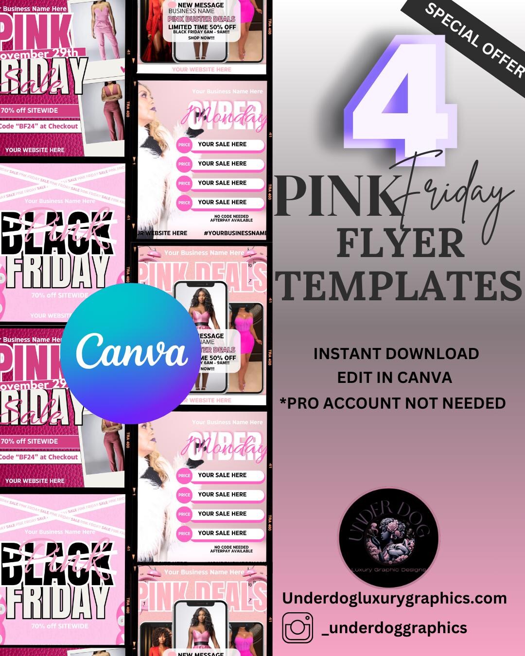 Pink Friday Flyer Templates - Etsy