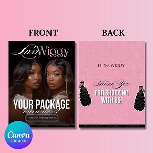 Wig Polymailers Bag Canva Template, Custom Lace Front Wig Packaging ...