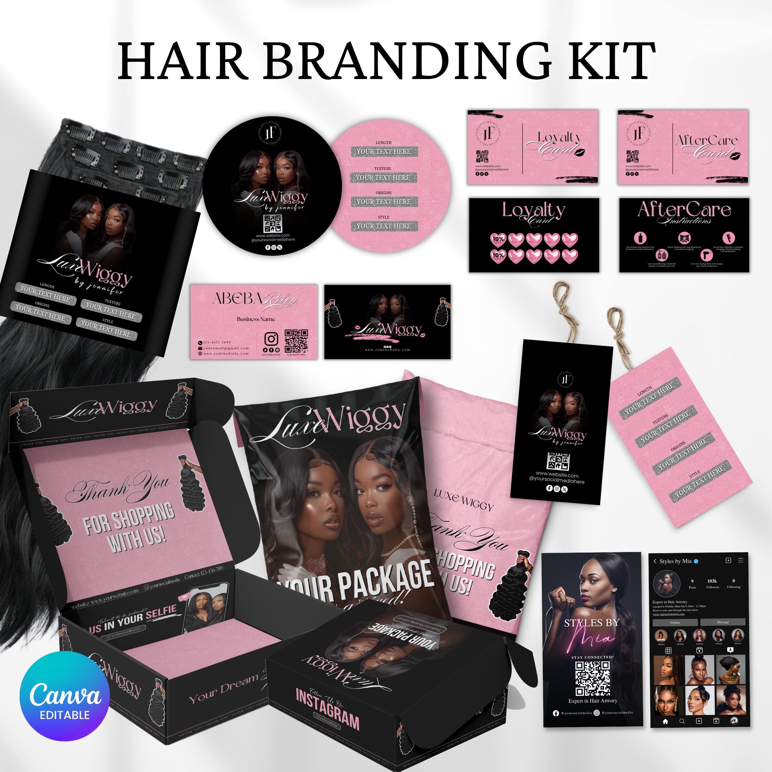 Hair Branding Kit, Diy Hair Bundle Tag Template, Hang Tags Thank You ...