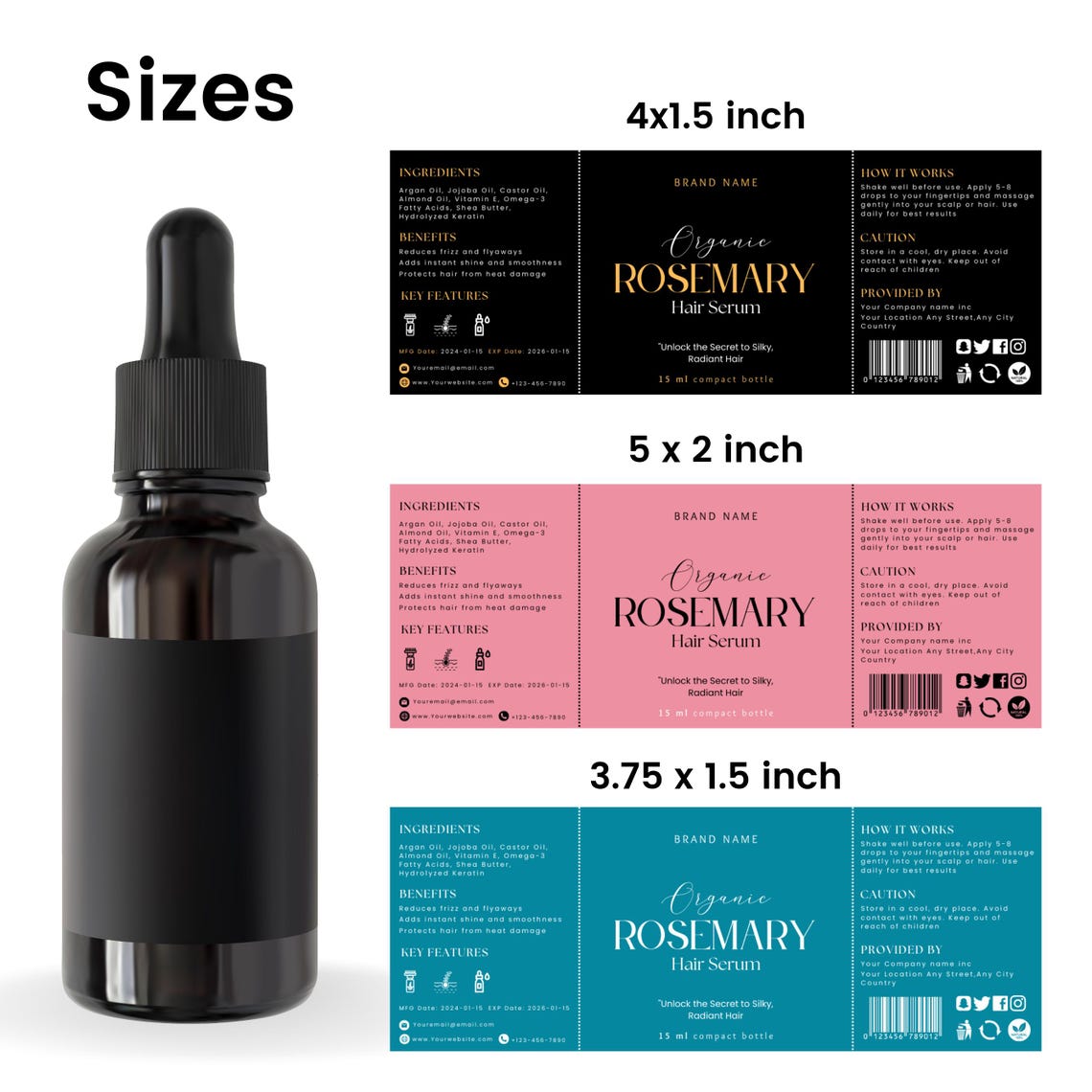 Essential Oil Bottle Label Template, Product Label, Custom Label ...