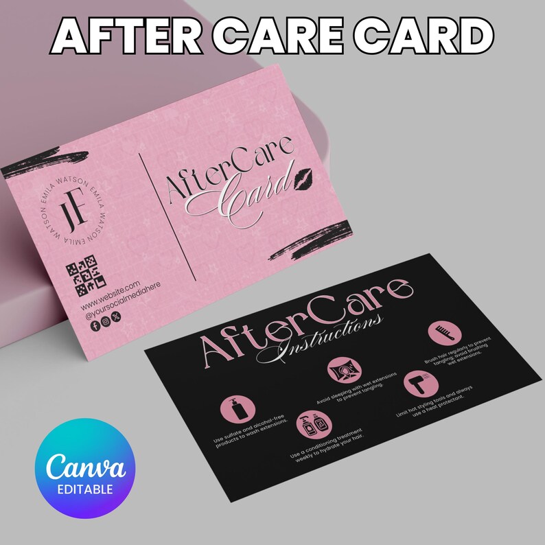 Hair Care Card Template, After Care Card, Hair Care Canva Template ...