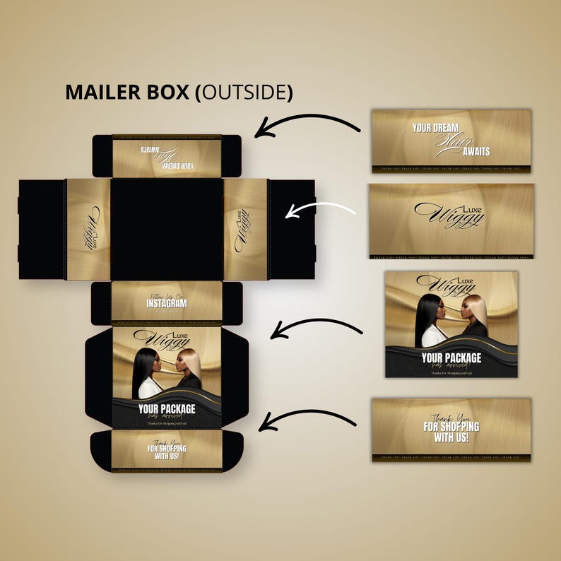 Wig Mailer Box Design, Premade Custom Box Design, Lace Front Box ...