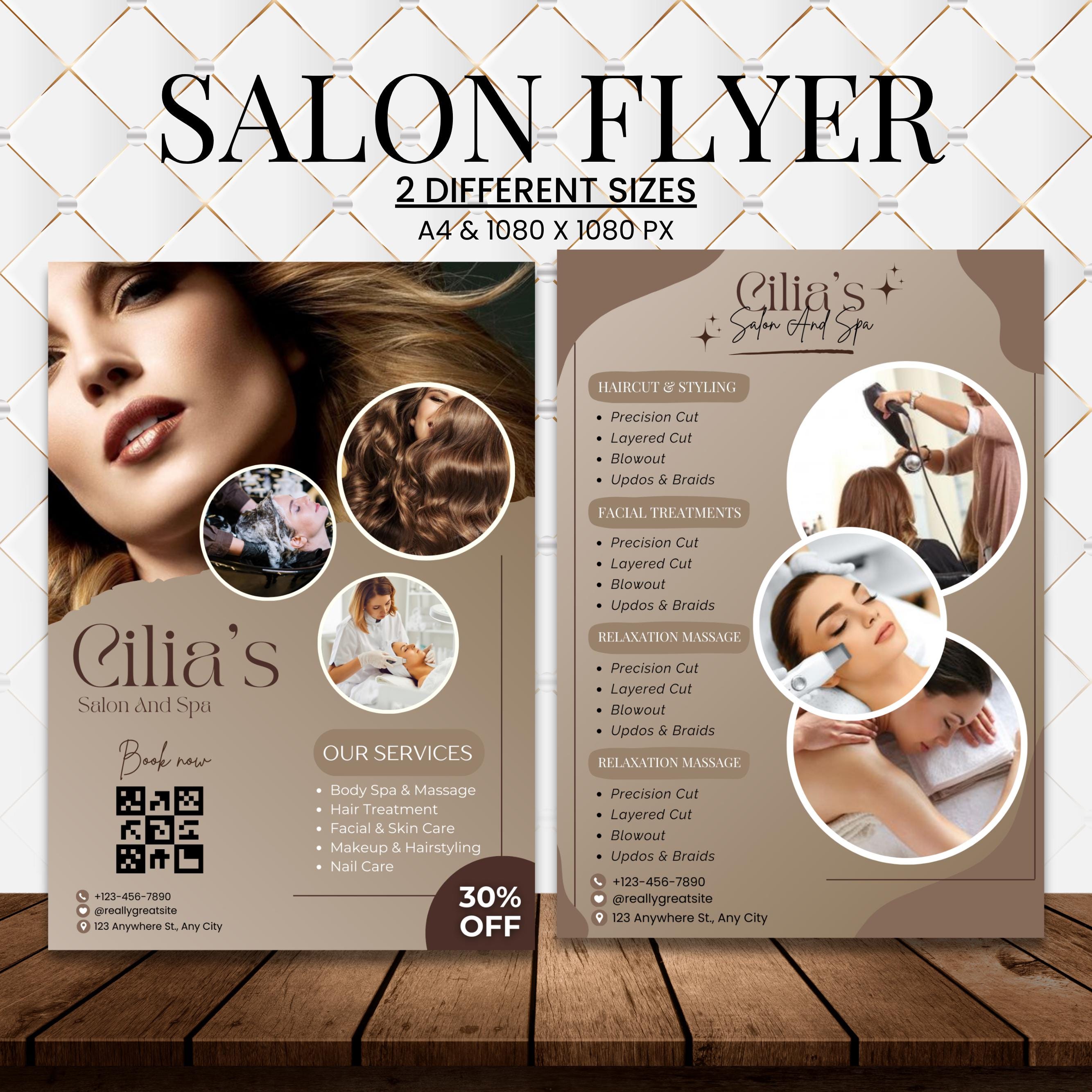 Diy Beauty Salon Flyer Canva Template, Hair Nail Makeup Salon Flyer ...