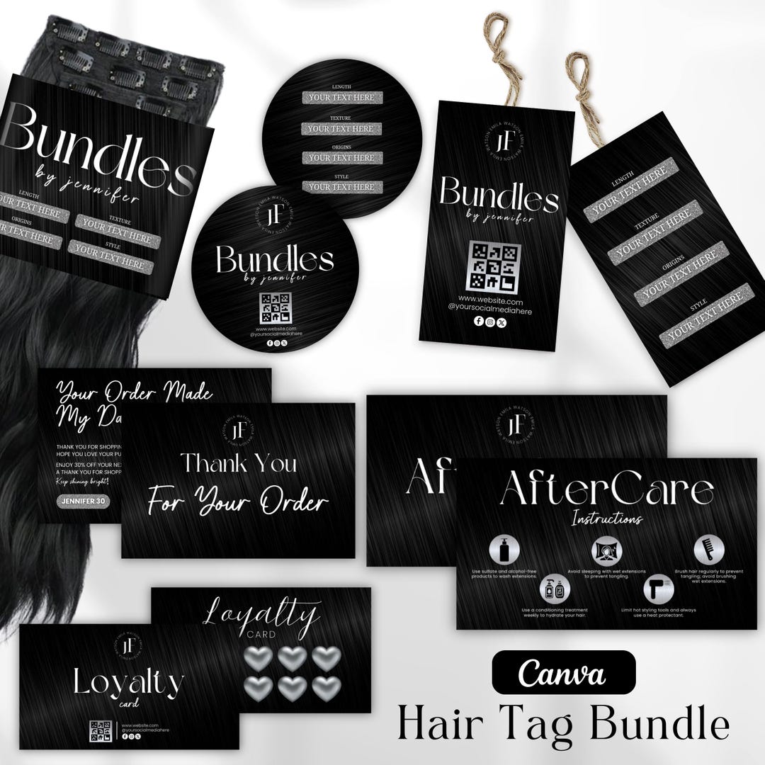 Editable Hair Tag Template Bundle, DIY Hair Bundle Tag Template, Hair ...