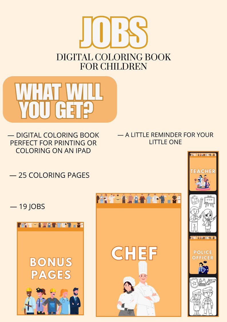 Jobs Digital Coloring Book - Coloriesbook - Etsy