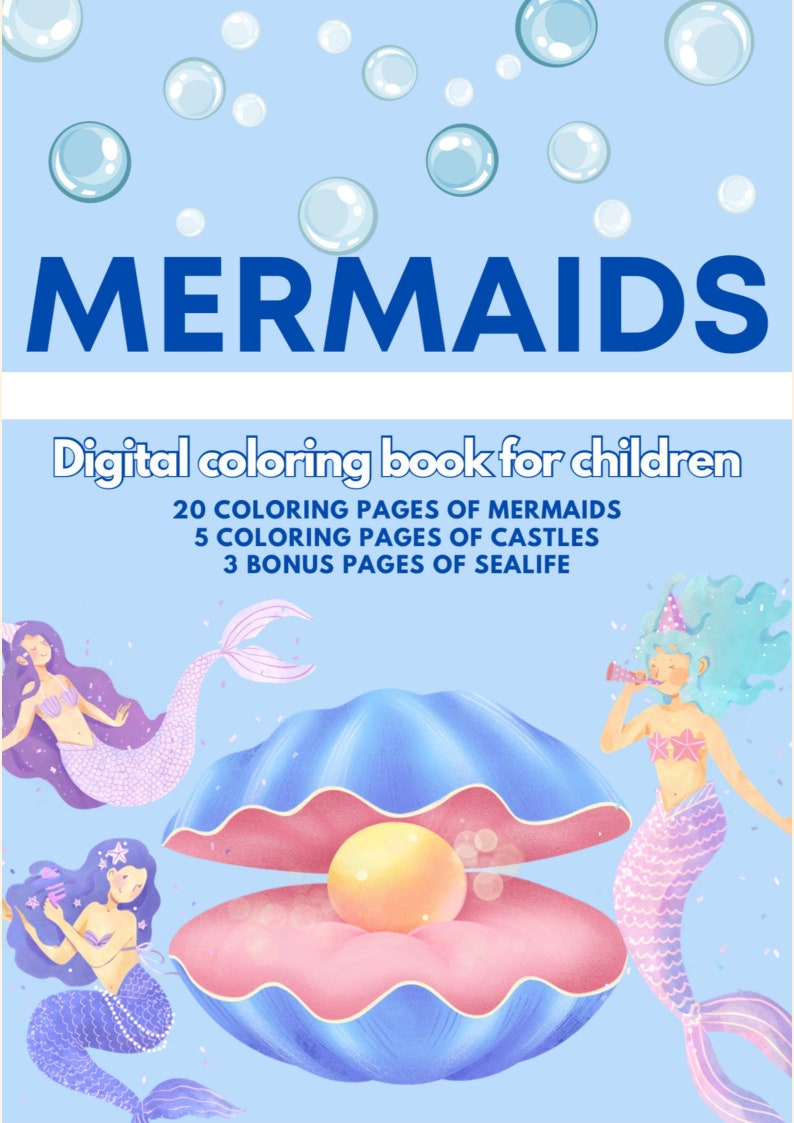 Mermaids Digital Coloring Book - Coloriesbook - Etsy