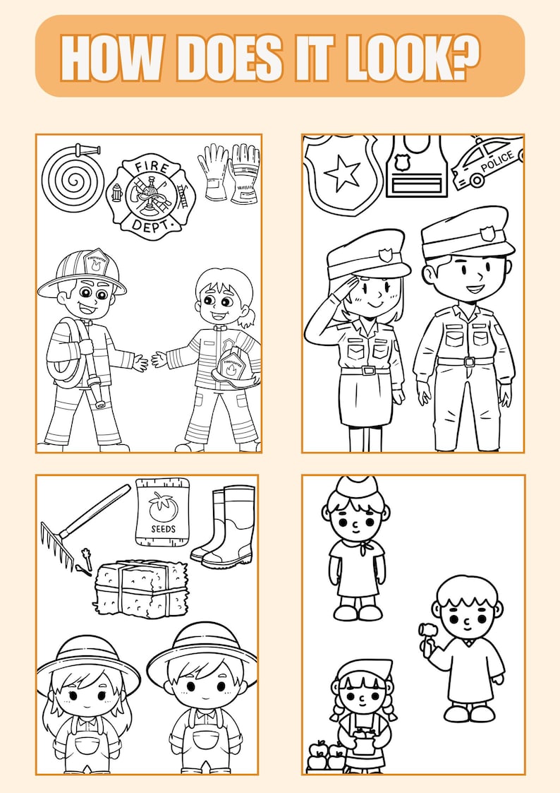 Jobs Digital Coloring Book - Coloriesbook - Etsy